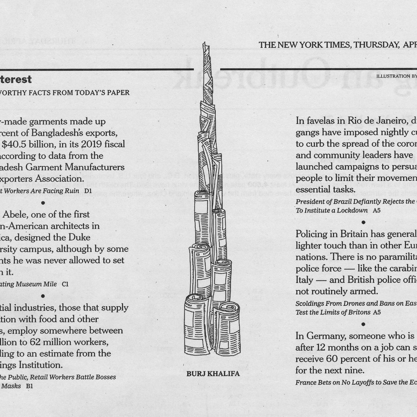 Illustrator Ben Denzer Creates Newspaper Architecture for the New York ...