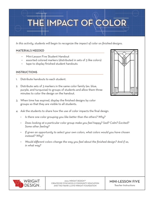 Frank Lloyd Wright Virtual Classroom Activity 5: The Impact of Color ...