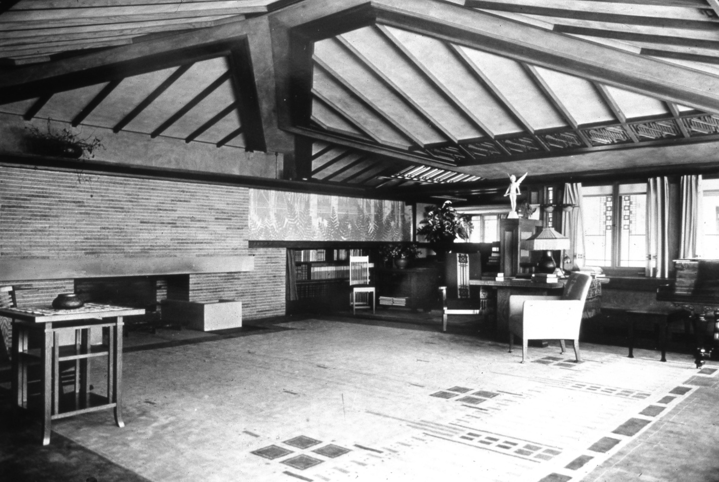 Historic image of Coonley House interior - Frank Lloyd Wright Foundation